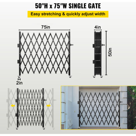 VEVOR Single Folding Security Gate, 48" H x 71" W Folding Door Gate ...