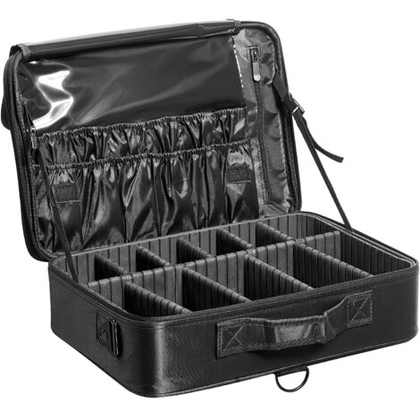 Mophorn Makeup Train Case Large Storage 3 Tiers Convenient Carry With Handle Strap Professional Waterproof Oxford Makeup Storage Organizer Box
