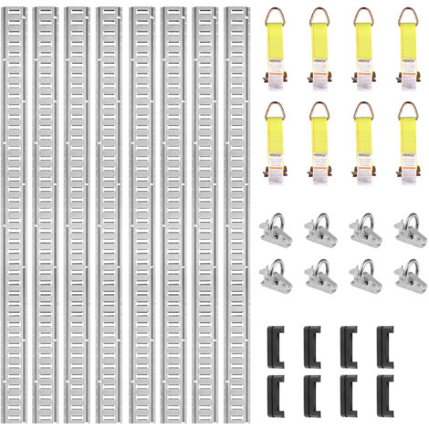 VEVOR E Track Tie-Down Rail Kit, 24PCS 5' E-Tracks Set Includes 8 Steel ...