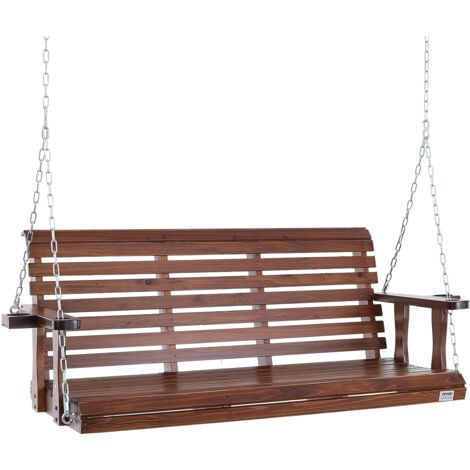 Mophorn Wooden Porch Swing 5.5 ft Patio bench swing for Courtyard Garden Upgraded 880 lbs Strong Load Capacity Heavy Duty Swing Chair Bench with