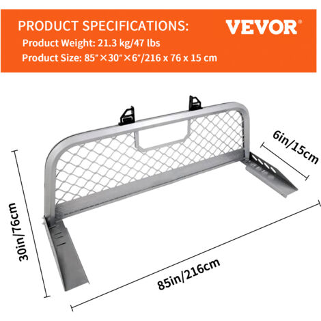 VEVOR Headache Rack, 300 LBS Capacity, Truck Bed Mount Mesh Rack, Heavy ...