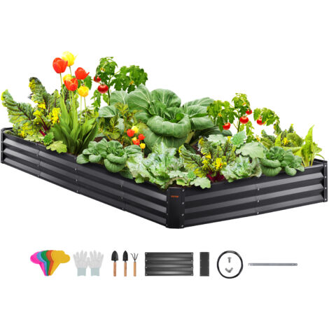 VEVOR Raised Garden Bed, 94.5 x 47.2 x 11 inch Galvanized Metal Planter ...