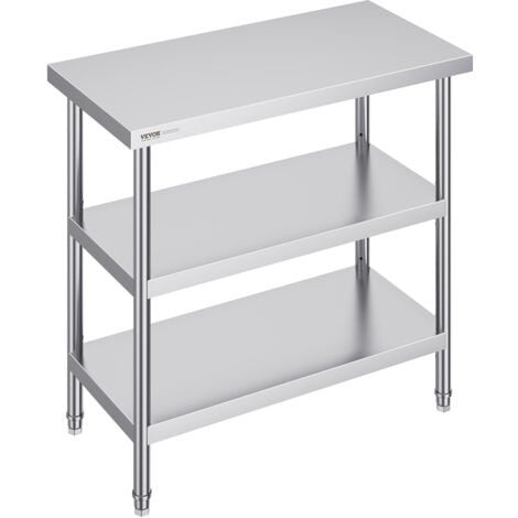 VEVOR Stainless Steel Food Prep Table, 18 x 36 x 34 Inch Commercial ...