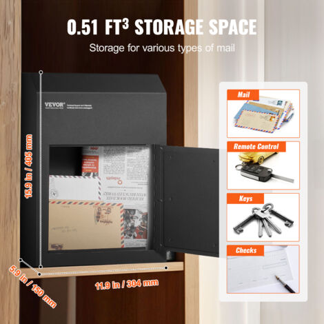 VEVOR Through The Door Key Drop Box, Heavy Duty Steel Through the Door ...