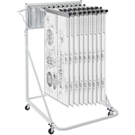 VEVOR Mobile Blueprint Storage Rack, Plan Holder with 12 Pivot Brackets ...
