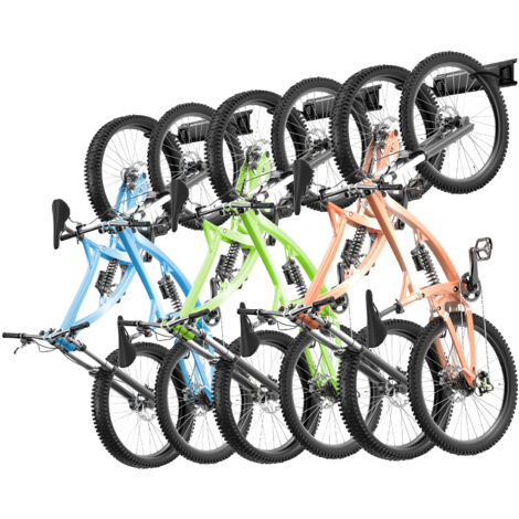 VEVOR Bike Storage Rack, 6 Bike Racks and 5 Helmets Hooks, Wall Mount ...