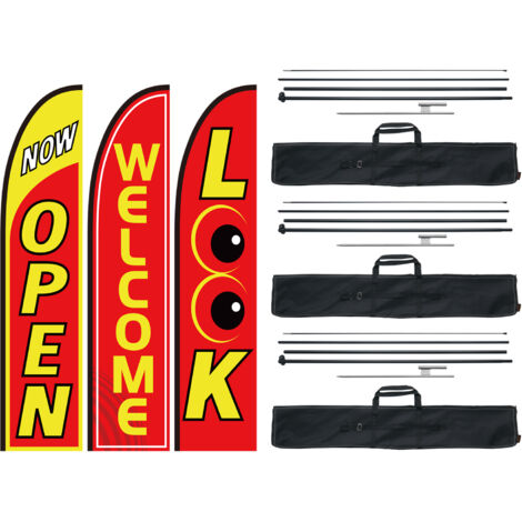 VEVOR Open Flags with Pole Kit, Advertising Flags for Business Outside ...