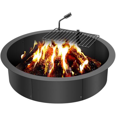 VEVOR Fire Pit Ring, Fire Pit Insert with Barbecue Fire Ring, 35-In ...