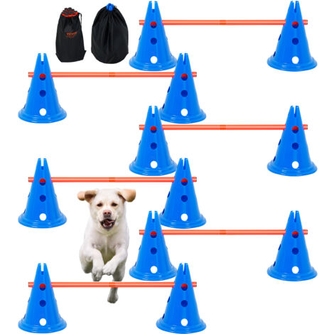 VEVOR Dog Agility Hurdle Cone Set, 6 PCS Kit-12 x Cones, 6 x Agility ...