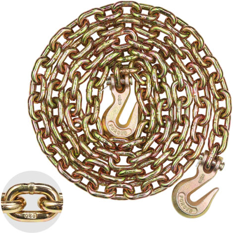 VEVOR G80 Transport Binder Chain, 3/8" x 10.3' Tow Chain with Clevis ...