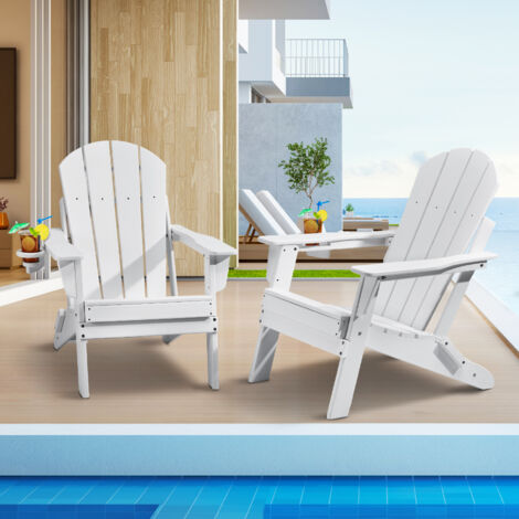 VEVOR Adirondack Chair Plastic Set of 2 All Weather Portable Folding Fire Pit Chair Outdoor Adirondack Patio Chair with Cup Holder with Relaxing