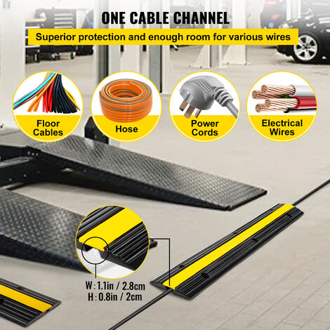 VEVOR Cable Protector Ramp, 3 Packs 1 Channels Speed Bump Hump, Rubber ...