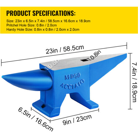 Mophorn 50Kg/110Lbs Single Horn Anvil Cast Steel Blacksmith Anvil for ...