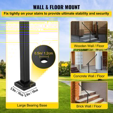 VEVOR 40mm Pipe Wrought Iron Handrail 2 Steps Handrails for Outdoor ...