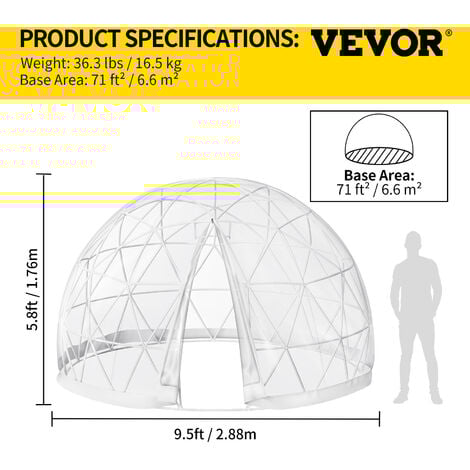 VEVOR Garden Dome 9.5ft Garden Dome Igloo Greenhouse Igloo Dome ...
