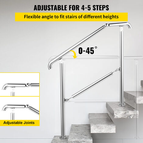 Mophorn 5 Step Railing Stainless Steel Handrail Adjustable for 1-5 ...