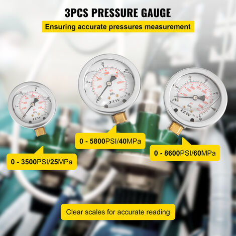 VEVOR Hydraulic Pressure Test Kit 25/40/60Mpa 8600PSI Hydraulic ...