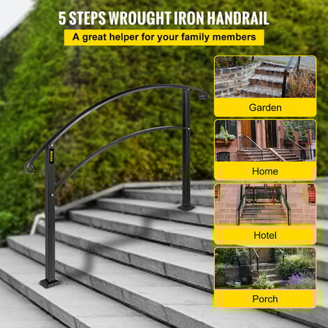 Mophorn Handrails for Outdoor Steps, Fit 1 or 5 Steps Outdoor Stair ...