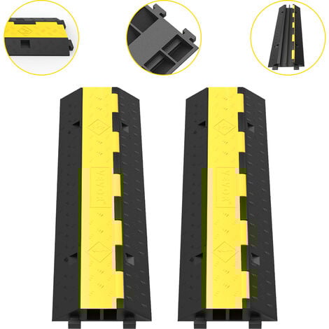 VEVOR Cable Protector Ramp, 2 Packs 2 Channels Speed Bump Hump, Rubber ...