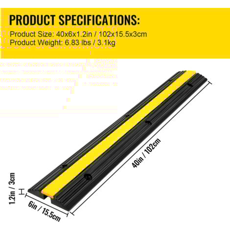 Mophorn 4 Pack 1-Channel Rubber Cable Protector Ramps Heavy Duty ...