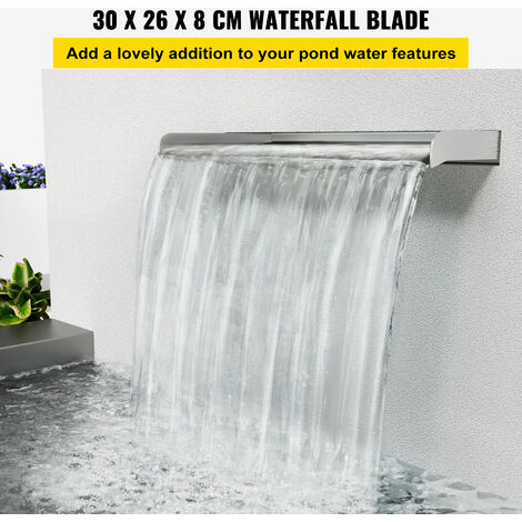 VEVOR Waterfall Blade, 30cm Stainless Steel Waterfall Spillway ...