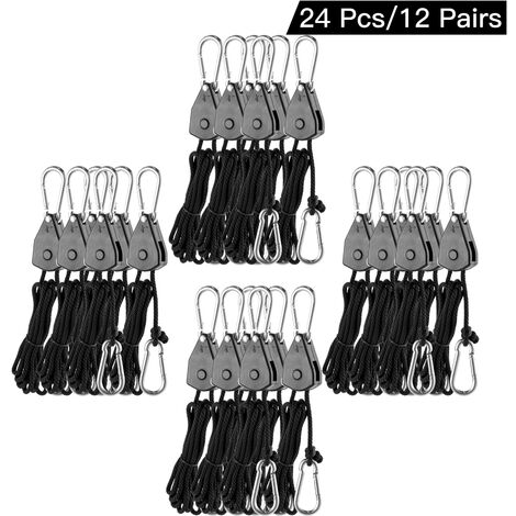 Light Hangers Adjustable, Rope Clip Hanger 12-pair 1/8 Inch 6-feet Rope ...