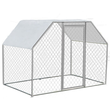 VEVOR Metal Chicken Coop Run, 9.5'x6.5'x6' Large Walk-in Hen House with ...
