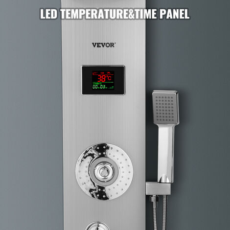 VEVOR 6 in 1 Shower Tower Panel Stainless Steel LED Display Wall ...
