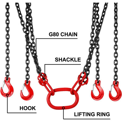 4m 4 Legs 13ft Chain Sling 5t Hook Sling Machinery Heavy Duty Crane Lifting
