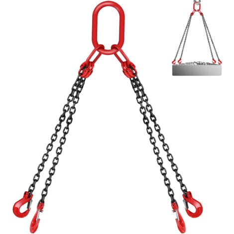 Mophorn 5/16" x 5 ft Chain Sling, G80 Engine Hoist with Hooks, 11000 ...