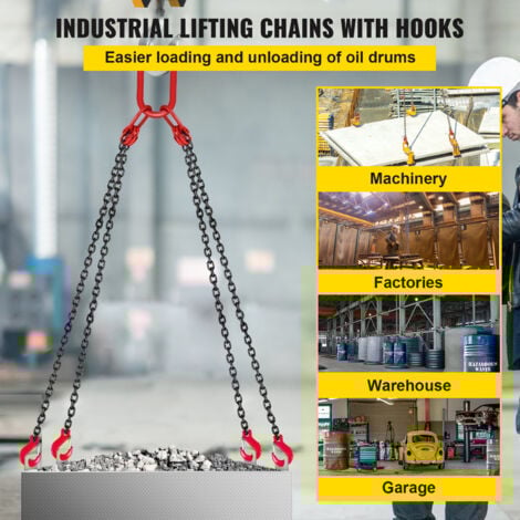 Mophorn 5/16" x 5 ft Chain Sling, G80 Engine Hoist with Hooks, 11000 ...