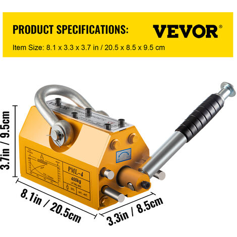 VEVOR 400KG Permanent Magnetic Lifter Steel Sheets Blocks Suspension ...