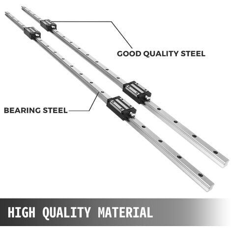 VEVOR CNC Set 20-1200mm 2x Linear Guideway Rail 4x Square Type Carriage ...