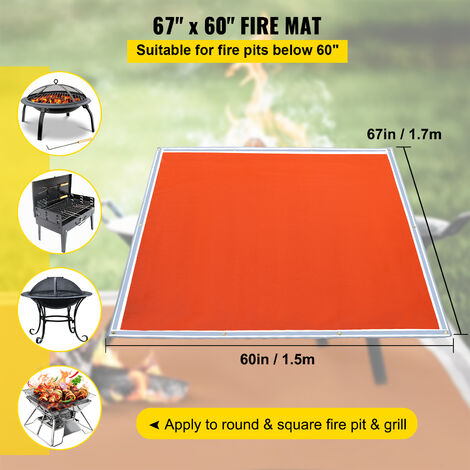 VEVOR Square Fire Pit Mat, 67" x 60" Fire Pit Mat for Deck, 1022 °f ...