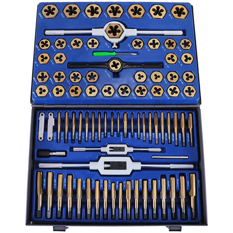 VEVOR 86 PICS Tap and Die Set, Machinist Standard Tapered & Plug Hand Tapping, Cutting ...