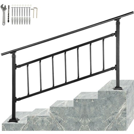 Mophorn Outdoor Stair Railing, Fits 1-4 Steps Wrought Iron Handrail ...