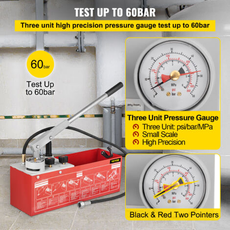 VEVOR Hydrostatic Pressure Test Pump, Test Up to 60 bar/860 psi, 3.2 ...