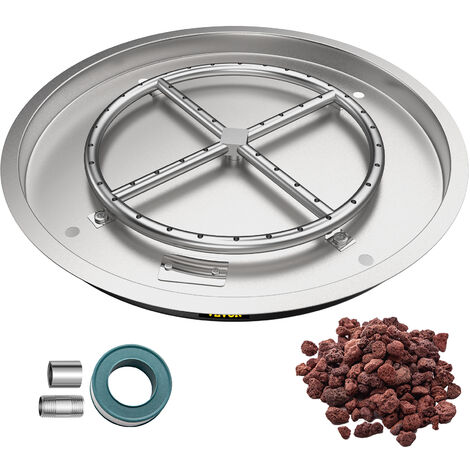 VEVOR Drop in Fire Pit Pan, 19" x 19" Round Fire Pit Burner, Stainless ...