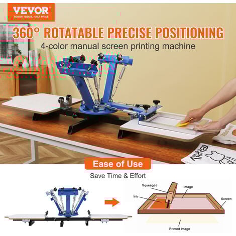 VEVOR 4 Color 2 Station Silk Screening Screenprint Press Screen ...