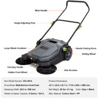 VEVOR Walk-behind Hand Push Floor Sweeper 25.6" Width 5 Gallon Waste ...