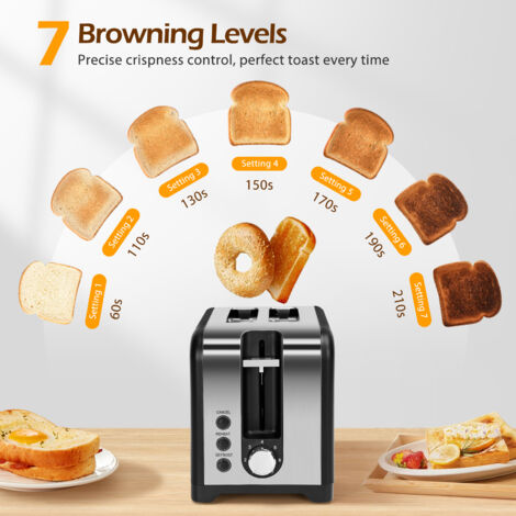Taylor Swoden Toaster 2 Scheiben, Edelstahl Toaster mit 7 Einstellbare ...
