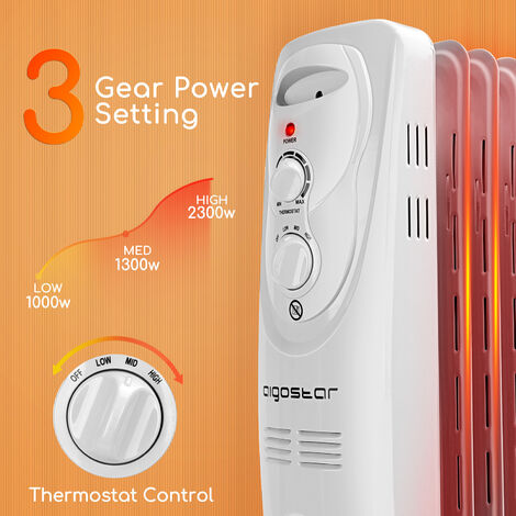 Aigostar 2300W Ölradiator energiesparend Heizkörper mit 11 Rippen ...