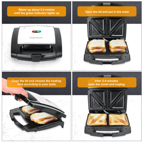 Aigostar Sandwichmaker 800W,Sandwichtoaster,Panini Grill ...