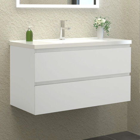 Wall Hung Bathroom Vanity Unit with Basin Storage Cabinets Flat Pack ...