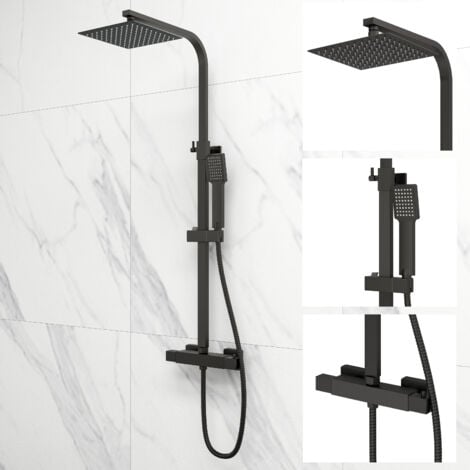 SKY Bathroom NEW Thermostatic Bar Mixer Shower Valve&Square Matte Black ...