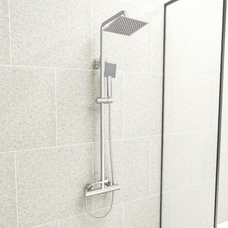 SKY Bathroom Thermostatic Mixer Shower Chrome effect Wall-mounted ...