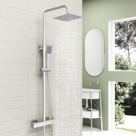 SKY Bathroom 200mm Chrome Square Wall-mount Rainfall Shower Head Set ...