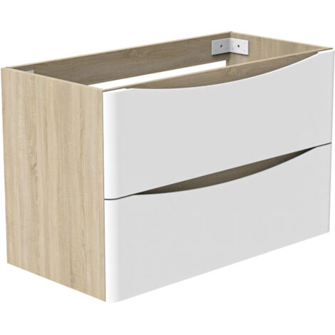 800mm Wall Hung Bathroom Vanity Unit without Basin Matt White+Oak 2 ...