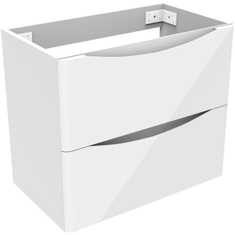 600mm Wall Hung Bathroom Vanity Unit without Basin Gloss White 2 Soft ...