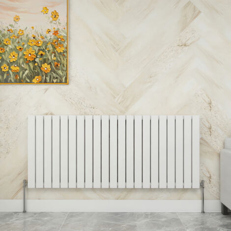 SKY Bathroom 600x1428mm Double White Horizontal Flat Panel Radiator ...